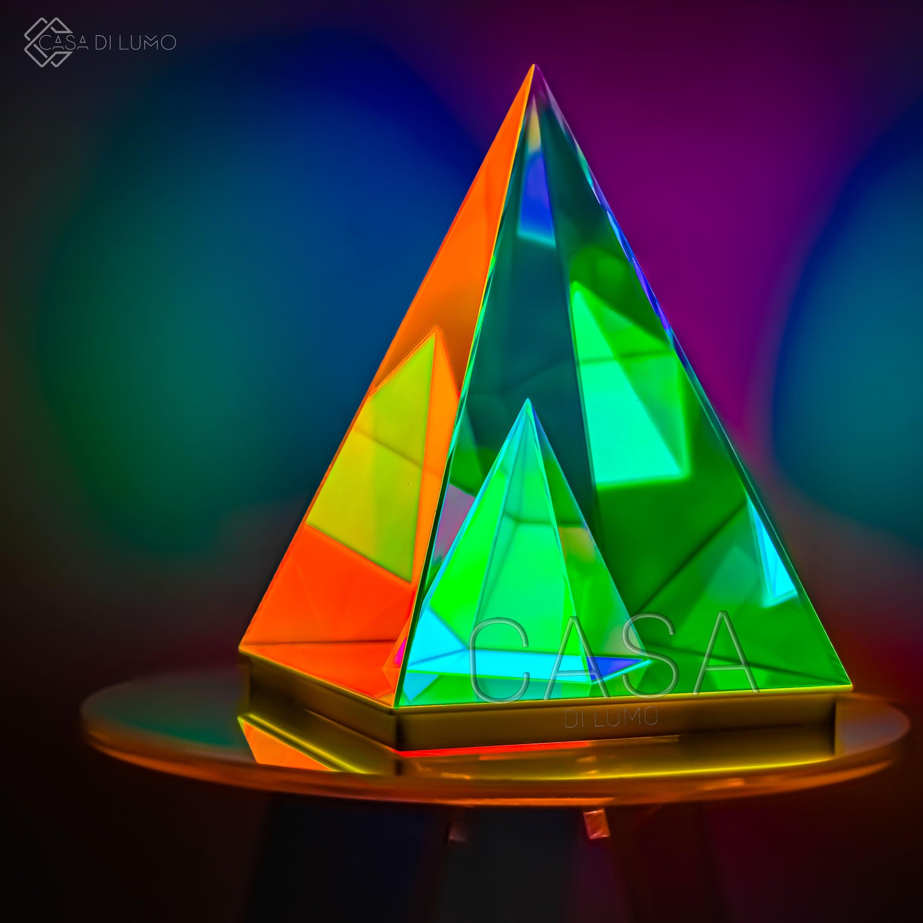 Infinity Pyramid — Illuminated Sculpture in Mirrored Acrylic