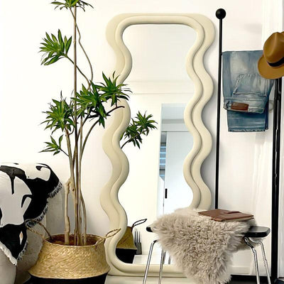Zoe Velvet Mirror — Wavy Full-Body Wall Mirror